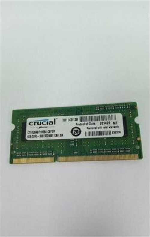 RAM SO-dimm Crucial DDR3 4096/12800/1600 8 чипов