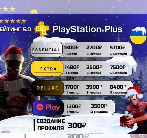 Подписка ps plus Delux Украина 1/3/12 месяцев для ps5 ps4 (Арт.97402)