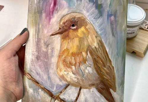 Картина маслом птица зяблик