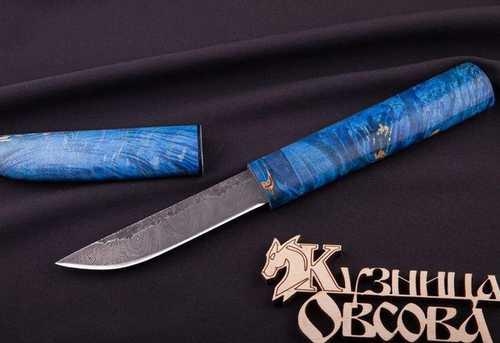 Универсальный нож из дамаска с деревянным чехлом
