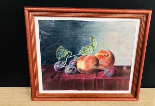 К.1143 картина "Натюрморт с персиками" (масло)