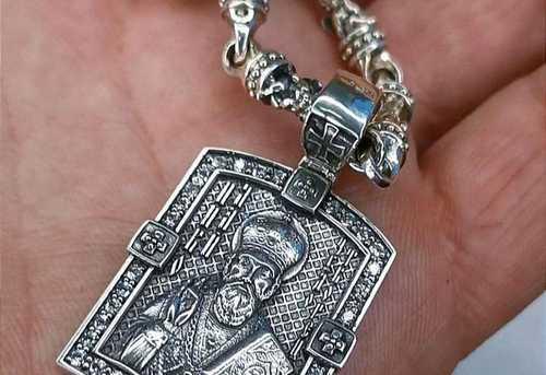 Кулон иконка Николай Чудотворец 10 гр, серебро 925