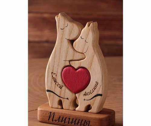 Фигурки деревянные "Муми-тролли" с сердечком