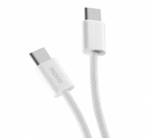 Кабель Deppa USB-C - USB-C 100Вт, 2м, нейлон, белый