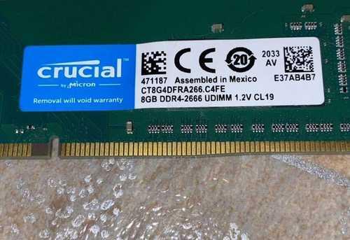 Оперативная память Crucial 8GB DDR4 2666 MHz 1x8гб