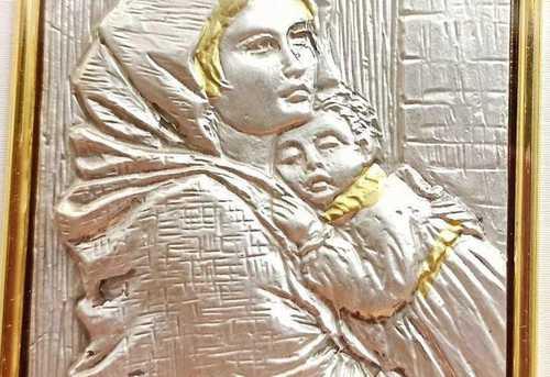 Панно Мадонна с младенцем в серебре Италия