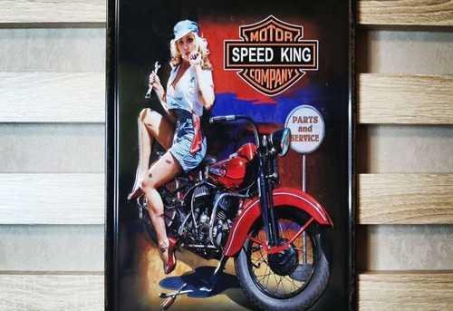 Декор на стену фактурная табличка Speed king мото