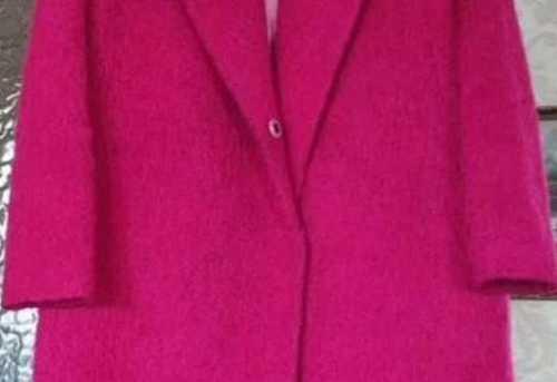 Пальто кокон из шерсти розовое