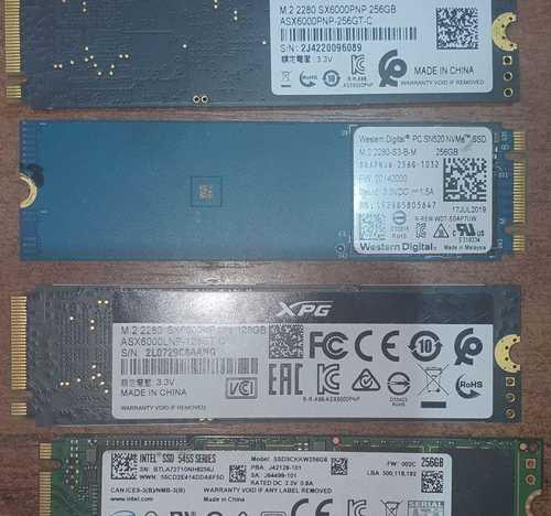 Диски SSD m2 128 - 256 Гб XPG, Intel, WD