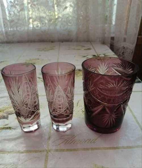 Стопка и стакан марганцевое стекло СССР