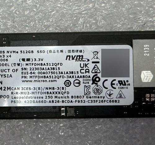 512гб Micron 2400 mtfdkba512QFM M.2 PCI-E GEN4