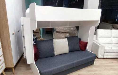 Кровать детская двухярусная с диваном