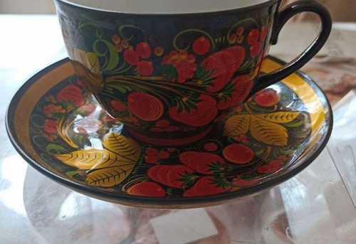 Чашка чайная с блюдцем "Хохломская роспись"