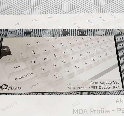 Кейкапы Akko BOW Black on White PBT MDA Profile