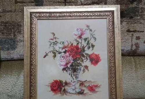 Картина, "Розы", вышивка крестиком