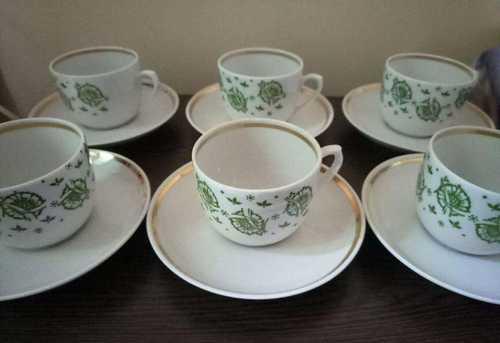 Кофейные чашки с блюдцами СССР (Вербилки) 6 пар