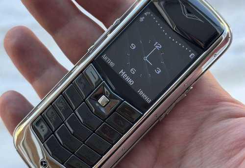 Vertu Constellation Polished Stainless Steel Black Leather