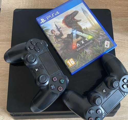 Sony PlayStation 4 Slim, 1000 гб, 2 геймпада