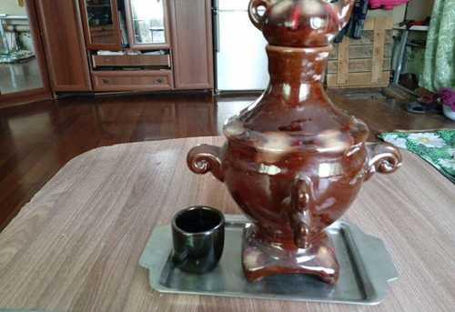 Самовар с чайником обливная керамика