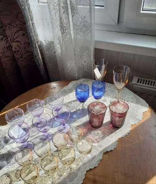Цветное стекло СССР рюмки фужеры