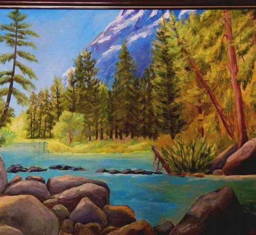 Картина маслом "Горная река"