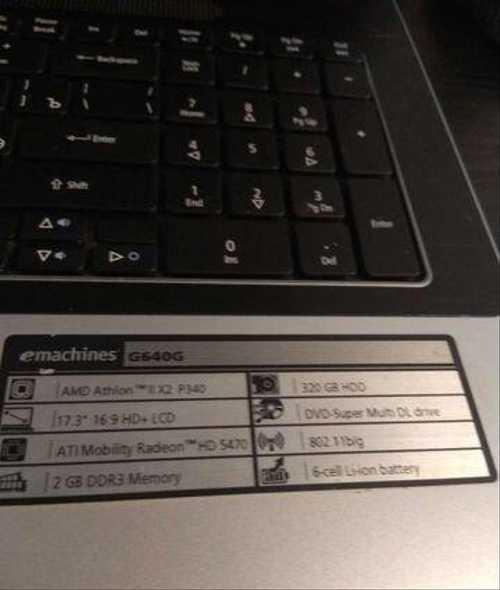Ноутбук emachines G640G б/у