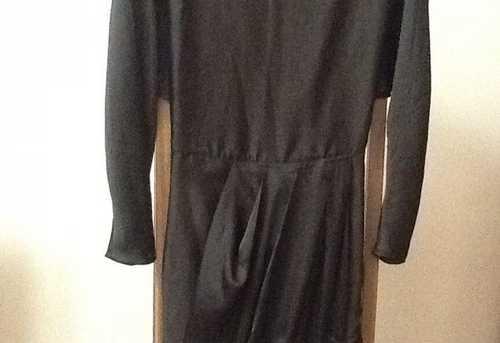 Платье черное атласное на талию 54 см. Новое