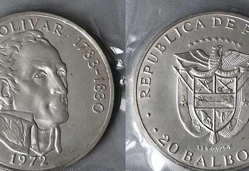 Монета большая серебряная. Панама. 1972 год