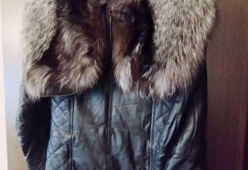 Куртка кожаная на меху женская