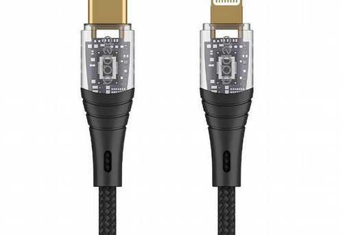 Кабель Deppa Crystal USB-C - Lightning, 1 м, чёрны