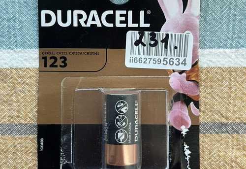 Батарейка литиевая duracell CR123