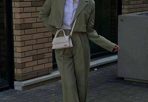 Костюм (брюки пиджак) оливковый женский