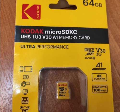 Карта памяти microsd Kodak 64 высокоскоростная