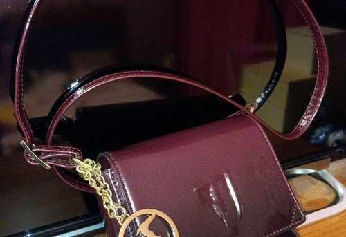 Сумка натуральная кожа бордовая Trussardi Италия
