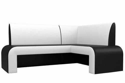 Кухонный угловой диван Кармен, Черный\Белый, артик