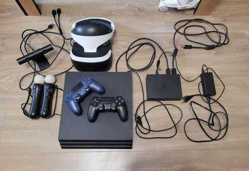 PS4 PRO 1 тб + PS VR + мувы + 2 геймпада + камера