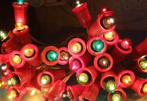 Гирлянда СССР цветные колокольчики 40 ламп