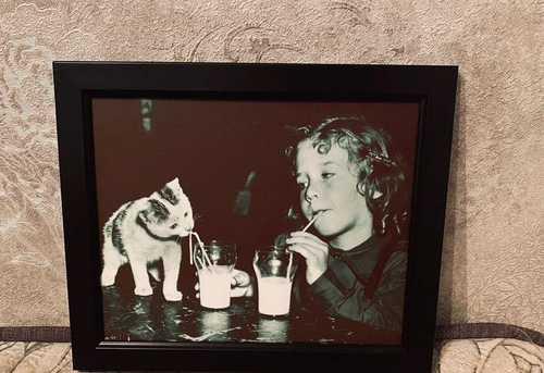 Картина по фотографии "Мальчик с котенком"