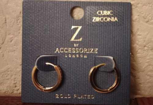 Серьги позолоченные Accessorize, с цирконами