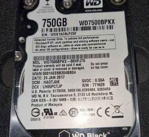Жесткий диск WD black 750gb