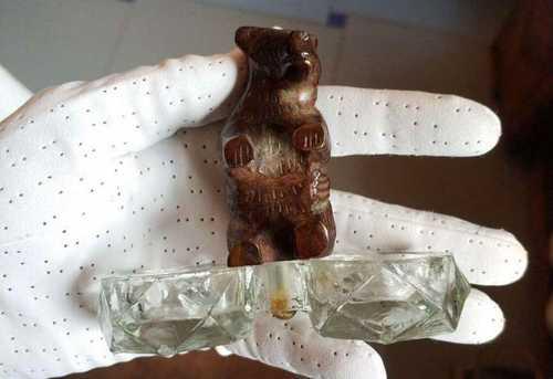 Антикварная солонка с бронзовым медведем