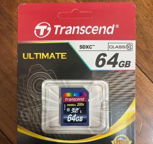 Карта памяти sdxc Transcend 64 gb