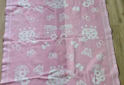 Байковое одеяло плед детский розовый теплый