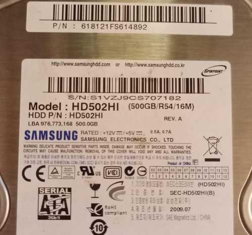 Жесткий диск samsung hd502hi HDD 500GB