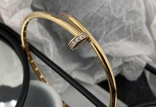 Золотой браслет Cartier гвоздь с фианитами