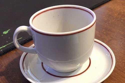 Чашка кофейная с блюдцем белый фарфор