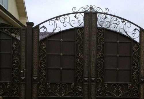 Ворота с калиткой кованые "Вест"