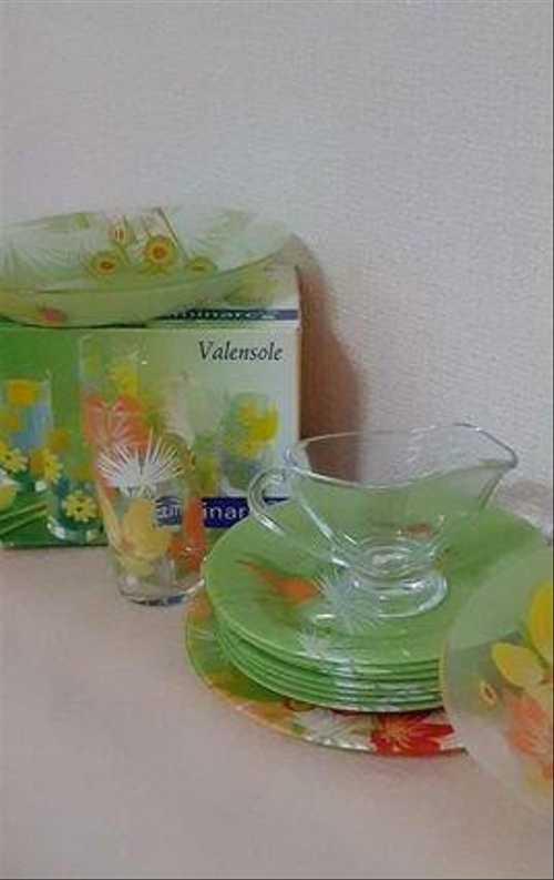 Набор посуды luminarc цветы зелёные