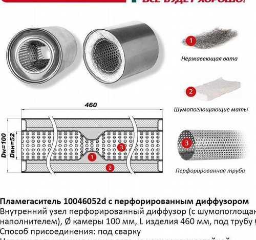 Пламегаситель с диффузором 460 100 52 CBD