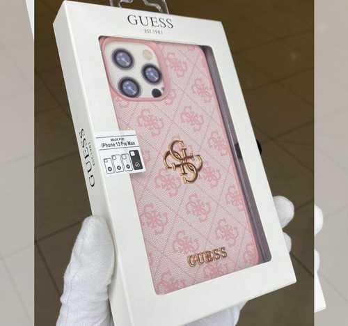 Чехол iPhone 13 pro max guess розовый